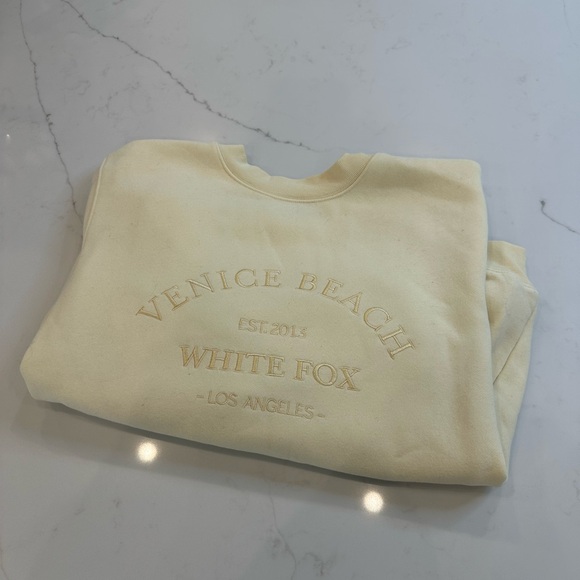 White Fox Boutique | Sweaters | Yellow Venice Beach White Fox Crew Neck ...